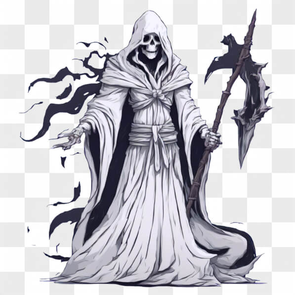 Download Skeletal Figure in White Robe Cartoons Online - Creative Fabrica