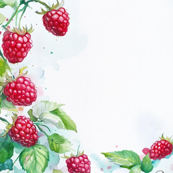 Download Watercolor Raspberries with Green Leaves Backgrounds Online ...