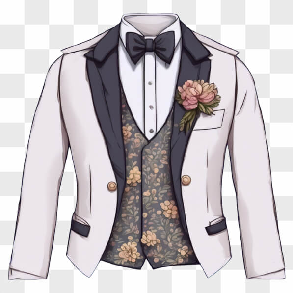 Download Elegant Formal Outfit with Tuxedo Jacket and Floral Vest ...