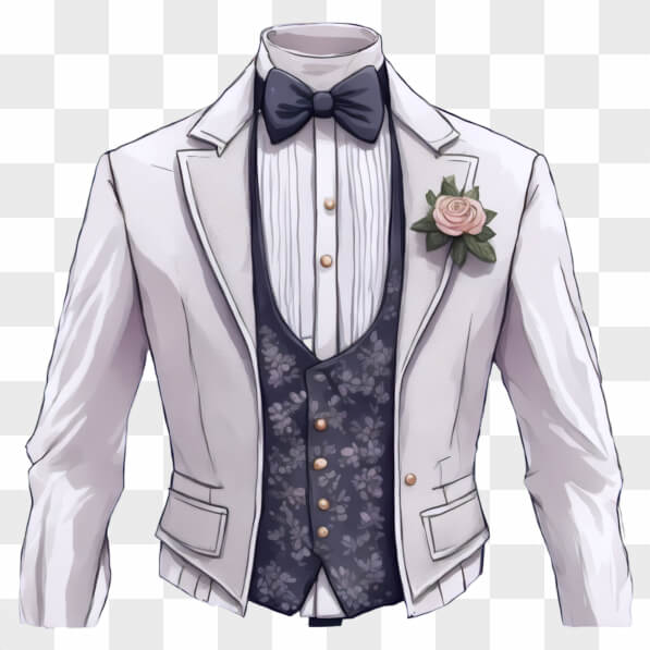 Download Elegant Formal Outfit with Tuxedo and Waistcoat Cartoons ...