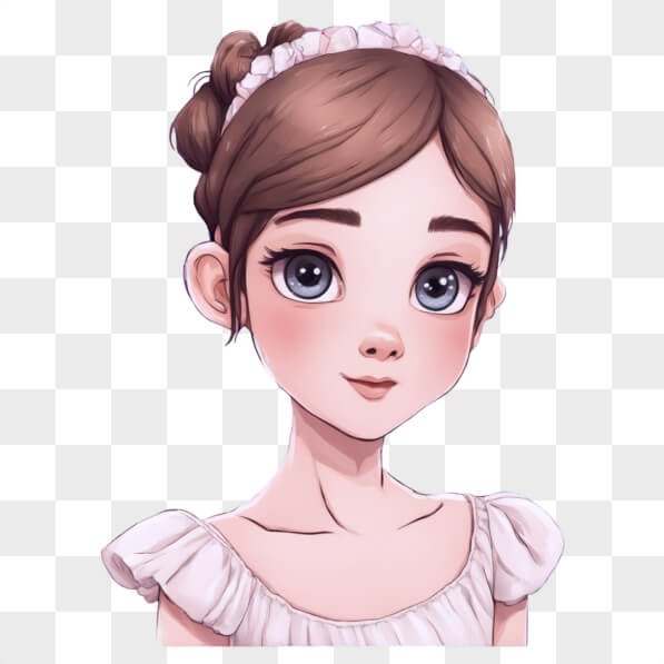 Descarga Personaje animado encantador con cabello castaño y grandes ...