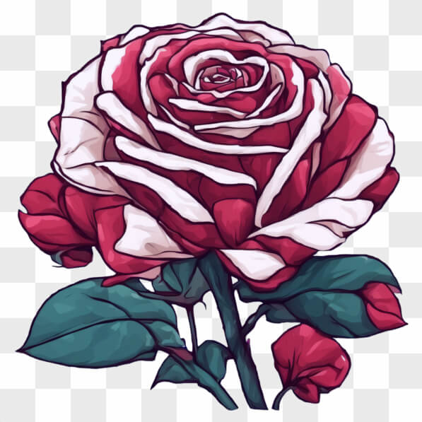 Download Red and White Rose Cartoons Online - Creative Fabrica