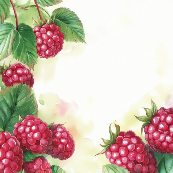 Download Illustration of Raspberries and Green Leaves Backgrounds ...
