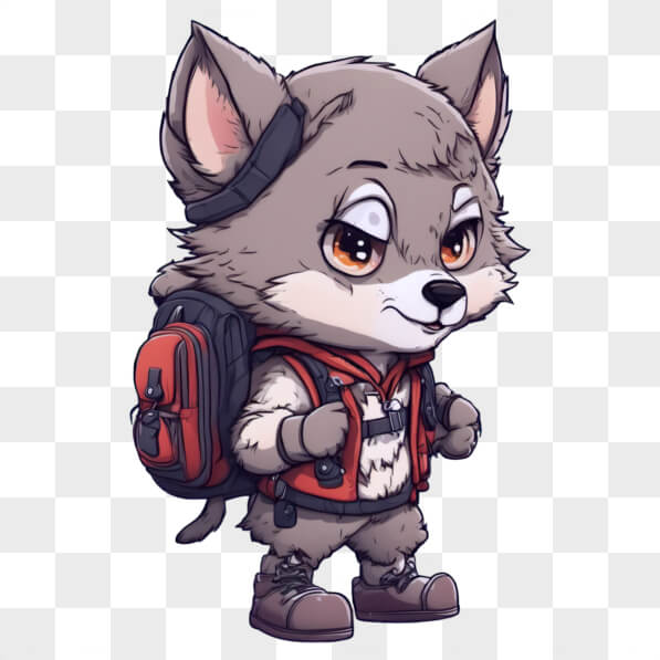 Download Chibi Wolf Character with Backpack Cartoons Online - Creative ...