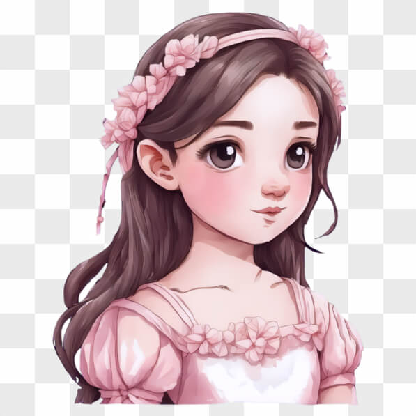 Télécharger Illustration d'une jeune fille en robe rose Dessins animés ...