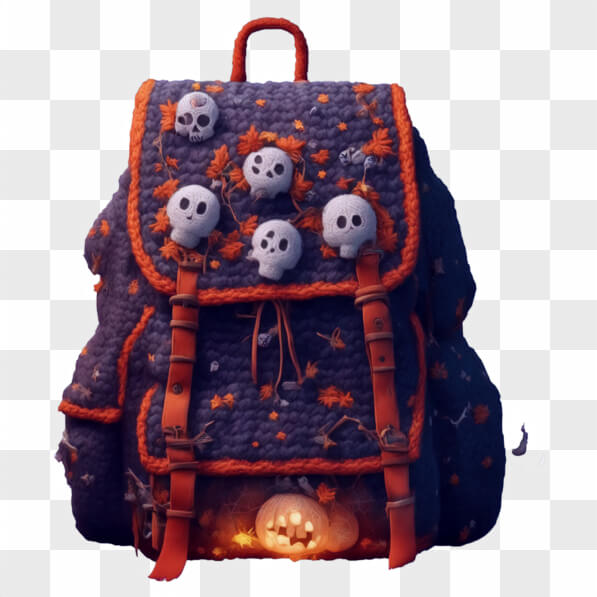 Download Halloween-Themed Backpack with Skulls and Pumpkin Cartoons ...