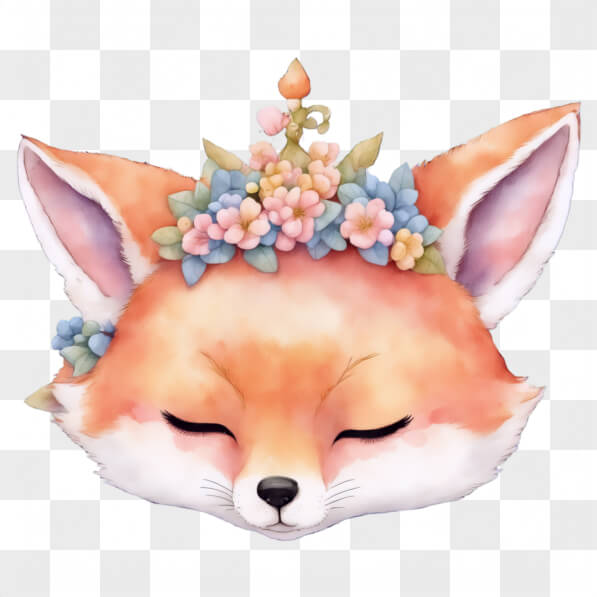 Download Whimsical Fox with Floral Crown Cartoons Online - Creative Fabrica