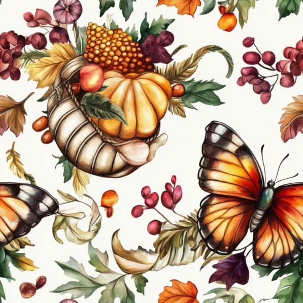 Download Autumn Flourish with Cornucopia and Butterflies Patterns ...