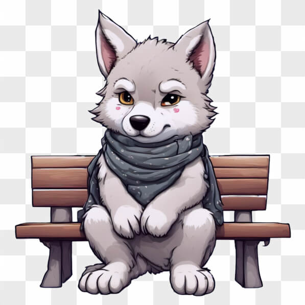 Download Cute Anthropomorphic Wolf Character on a Bench Cartoons Online ...