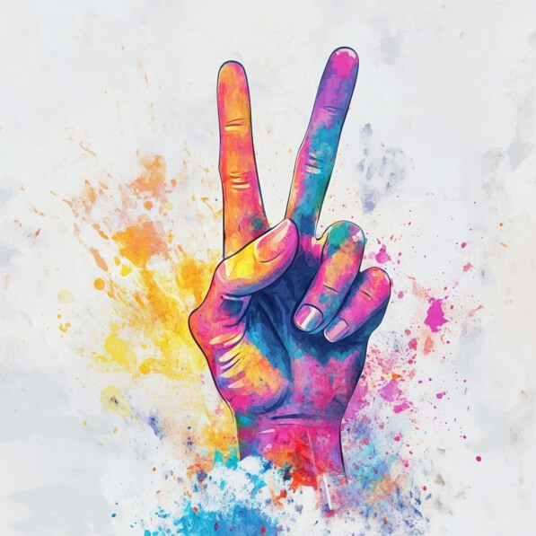 Download Colorful Peace Sign Hand Art Backgrounds Online - Creative Fabrica