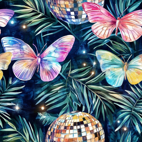 Download Colorful Butterflies and Disco Ball Patterns Online - Creative ...