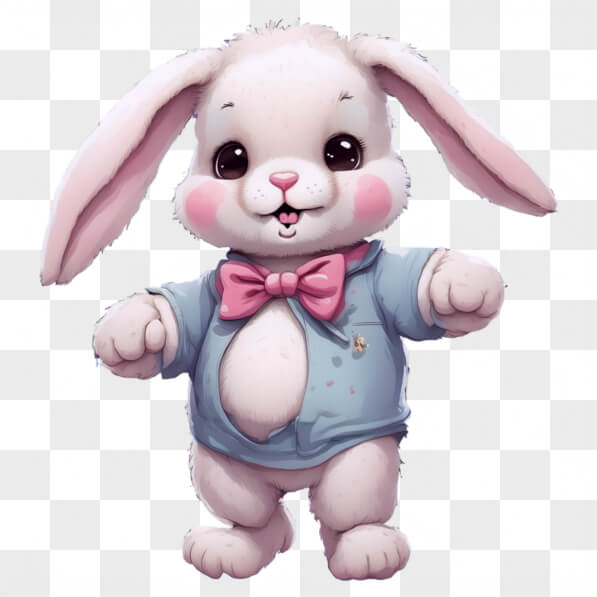 Download Cute Cartoon Bunny in Blue Shirt and Pink Bow Tie Cartoons ...