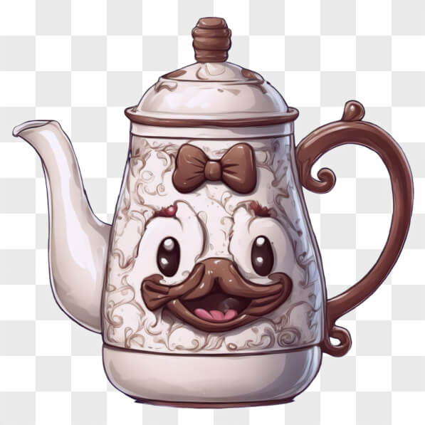 Download Whimsical Teapot with Face and Bow Tie Cartoons Online ...