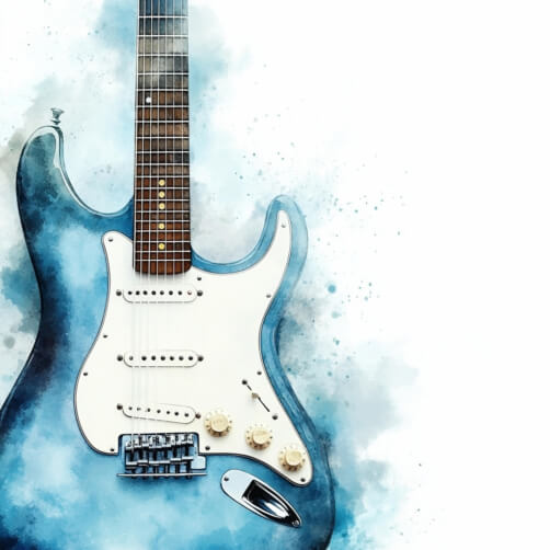 Download Illustrated Electric Guitar with Watercolor Background ...