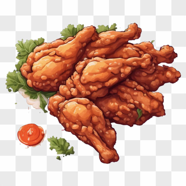 Download Delicious Fried Chicken with Sauce Cartoons Online - Creative ...