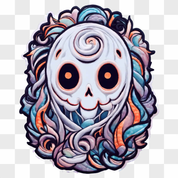 Descarga Calavera Kawaii con Cabello Colorido Kawaii En Línea ...