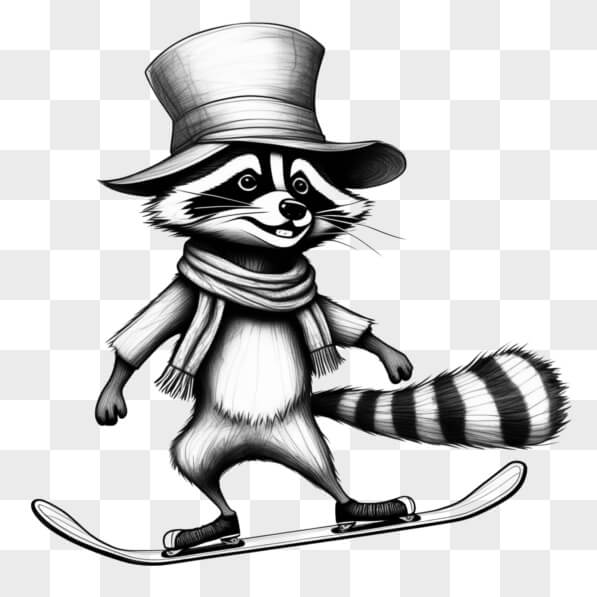 Download Cartoon Raccoon Snowboarding Sketches Online - Creative Fabrica