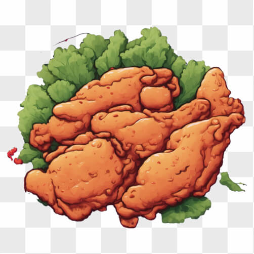 Download Fried Chicken Drumsticks on Lettuce Cartoons Online - Creative ...