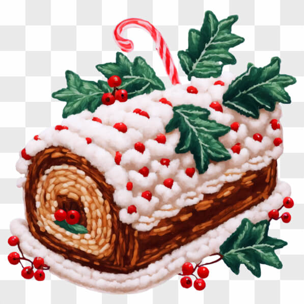 Download Kawaii Yule Log Cake with festive decorations Kawaii Online ...