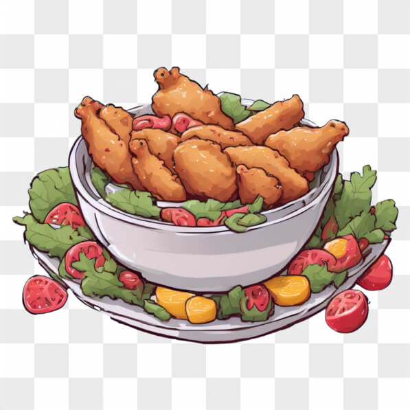 Descarga Ensalada de Pollo Frito Cartoons En Línea - Creative Fabrica