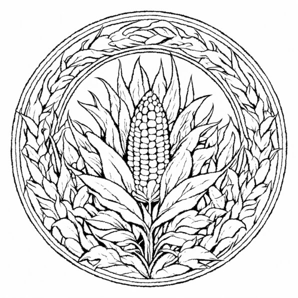Download Artistic Line Drawing of Corn Plant Coloring pages Online ...