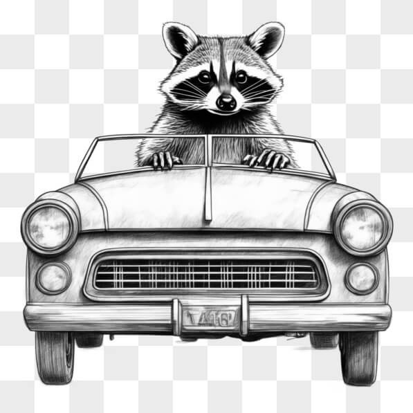 Download Raccoon Driving a Vintage Car Sketches Online - Creative Fabrica
