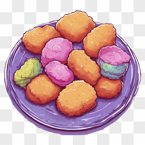Download Colorful Chicken Nuggets on a Purple Plate Cartoons Online ...