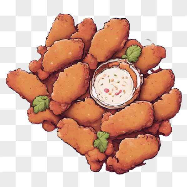 Download Crispy Fried Chicken Wings with Dipping Sauce Cartoons Online ...
