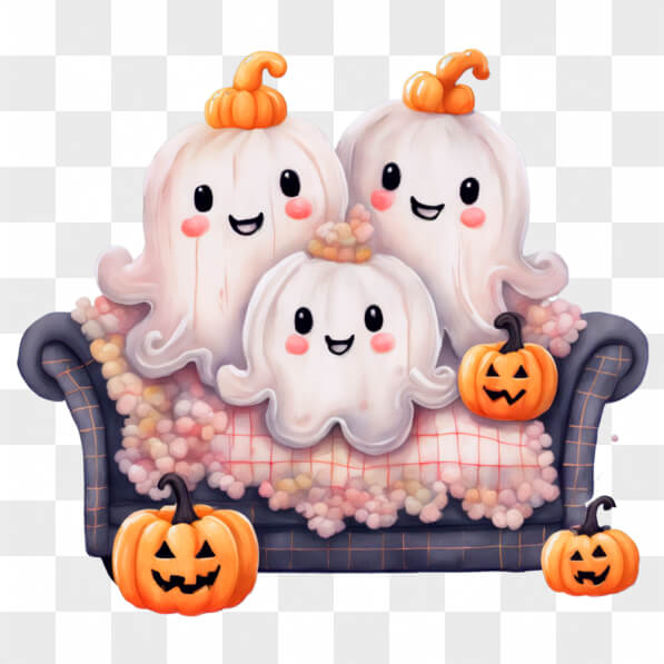 Download Kawaii Halloween Ghosts Sitting on a Couch Kawaii Online ...