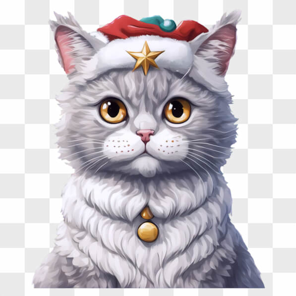 Descarga Gato Gris Festivo con Sombrero de Santa Cartoons En Línea ...