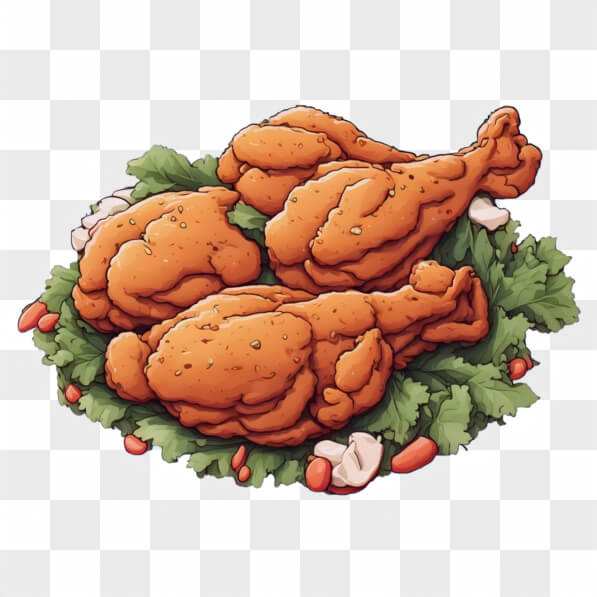 Download Fried Chicken on a Bed of Lettuce Cartoons Online - Creative ...