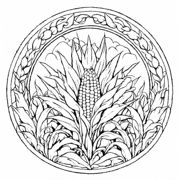 Download Artistic Line Drawing of Corn Plant Coloring pages Online ...