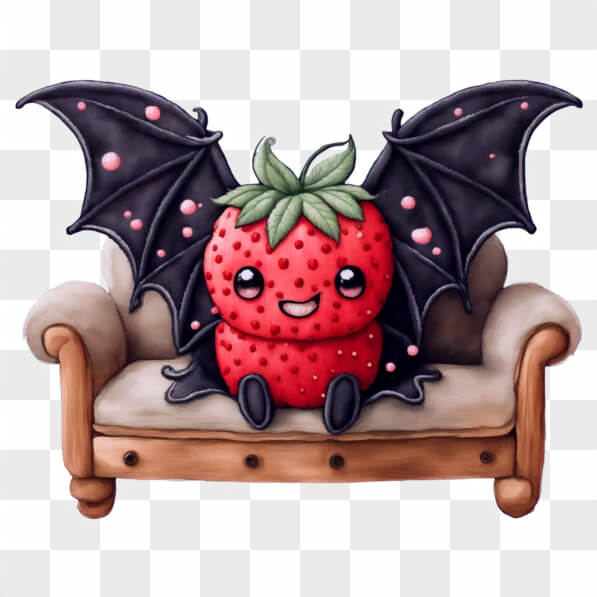 Download Kawaii Strawberry Character with Bat Wings on Couch Kawaii ...