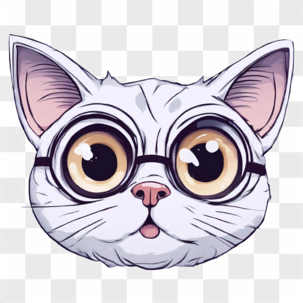 Download Cartoon White Cat with Glasses Cartoons Online - Creative Fabrica