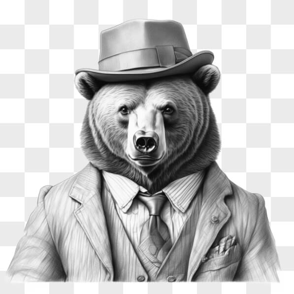 Descarga Oso antropomórfico en traje y sombrero Bocetos En Línea ...