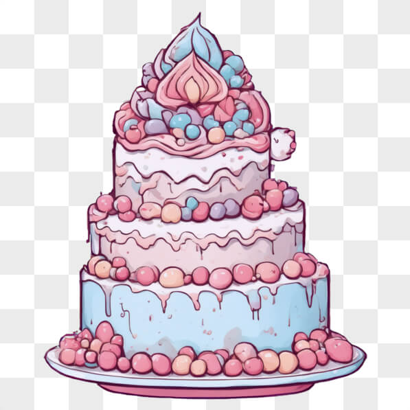 Download Colorful Three-Tiered Cake Cartoons Online - Creative Fabrica