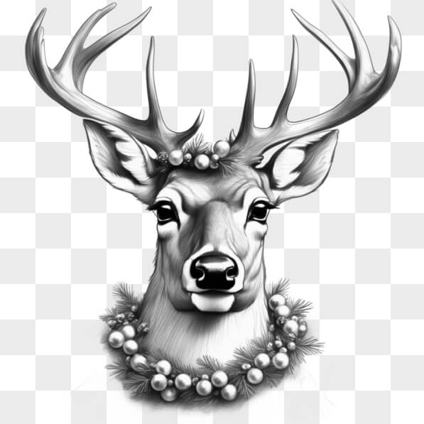 Scarica Cervo con Corona Festiva Schizzi Online - Creative Fabrica