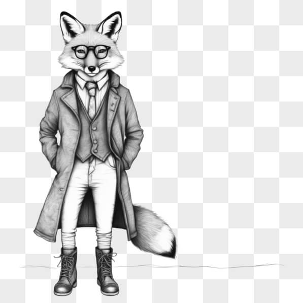 Download Stylized Fox Character in Formal Attire Sketches Online ...