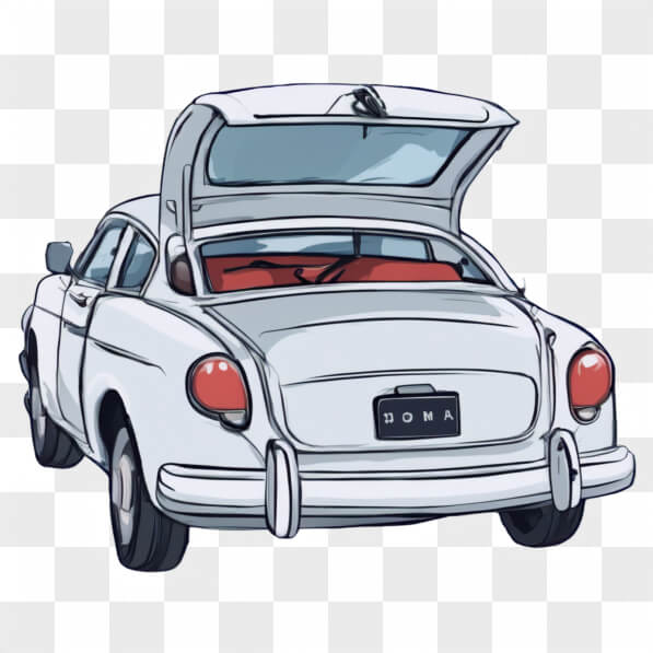 Download Vintage White Car with Open Trunk Cartoons Online - Creative ...