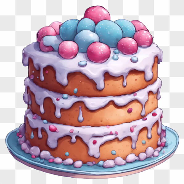 Download Colorful Three-Tiered Cake with Pastel Decorations Cartoons ...