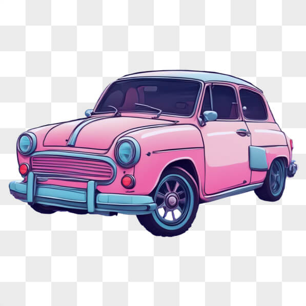 Download Stylized Pink Retro Car Cartoons Online - Creative Fabrica