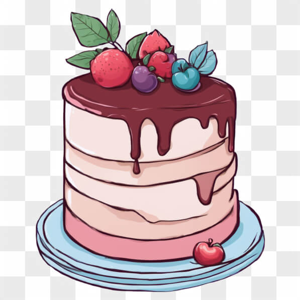 Download Delicious Layered Cake with Fresh Fruits Cartoons Online ...