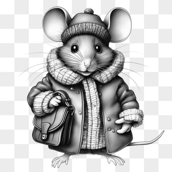 Descarga Ratón De Dibujos Animados Encantador Con Atuendo De Invierno Bocetos En Línea