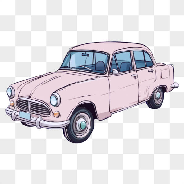 Download Vintage Pink Car Cartoons Online - Creative Fabrica