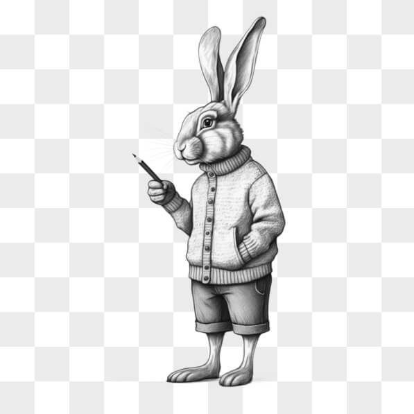 Download Anthropomorphic Rabbit Holding a Pencil Sketches Online ...