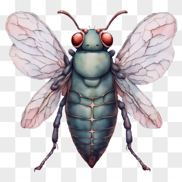 Descarga Ilustración de una cigarra con ojos rojos y alas translúcidas ...