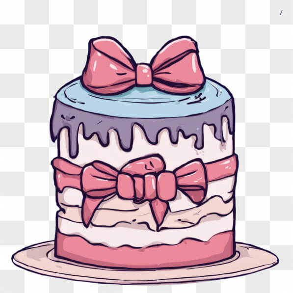 Download Decorated Layer Cake with Bows Cartoons Online - Creative Fabrica
