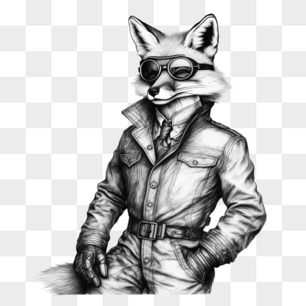 Download Stylized Anthropomorphic Fox in Pilot Outfit Sketches Online ...