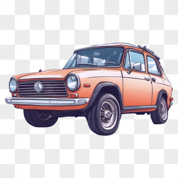 Download Vintage Orange Car Cartoons Online - Creative Fabrica