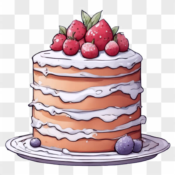 Download Delicious Layered Cake with Strawberries and Blueberries ...